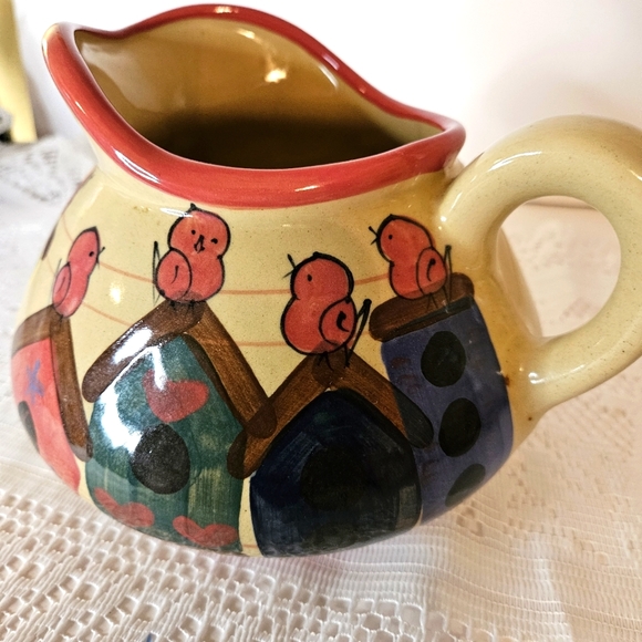 Heatherstone | Dining | Vtg 6s Stoneware Handpainted Pottery Pitcher ...